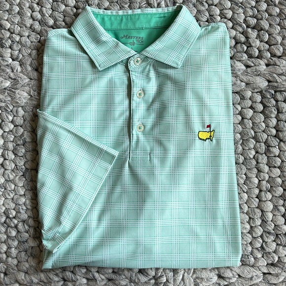 Masters | Shirts | Masters Tech Mint Green Plaid Golf Polo | Poshmark